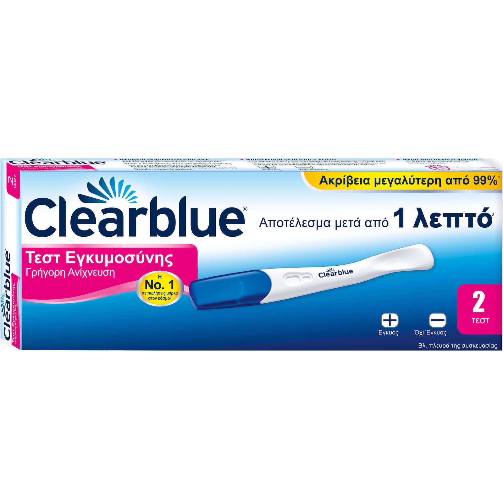 Clearblue Τεστ Εγκυμοσύνης Γρήγορης Ανίχνευσης με Αποτέλεσμα μετά απο 1 ...